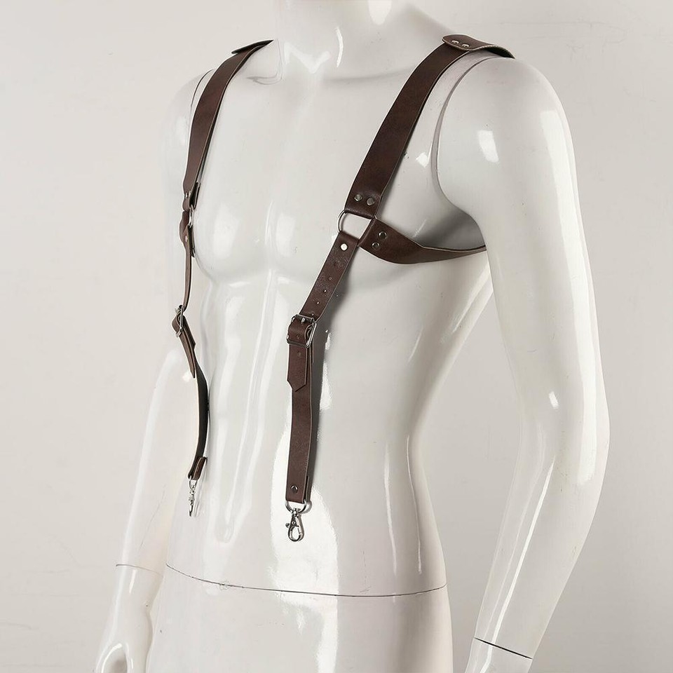 Unisex Vintage Leather Suspenders Braces Shoulder Strap Belt Adjustable Harness | eBay