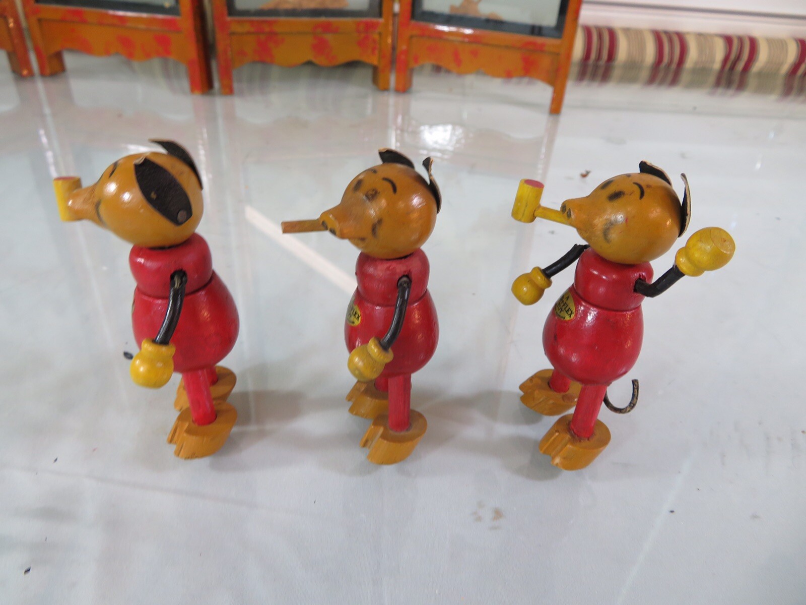 Antique Wood American Dolls 3 Little Pigs Disney Fun e Flex 3.5 ...