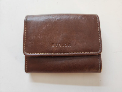 Strada women's vinyl wallet, change purse, key chain holder, dark brown ...