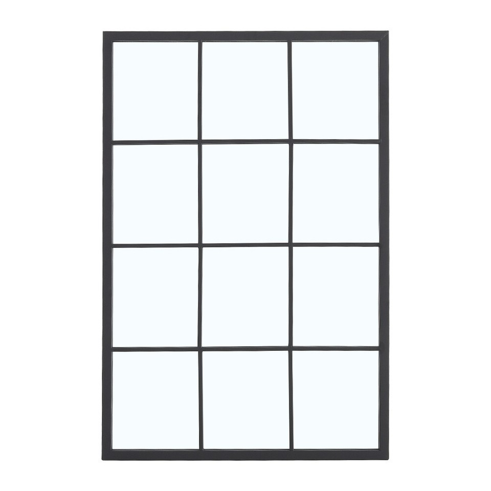 Black Industrial Style Black Metal Window Style Metal Frame Wall Mirror ...