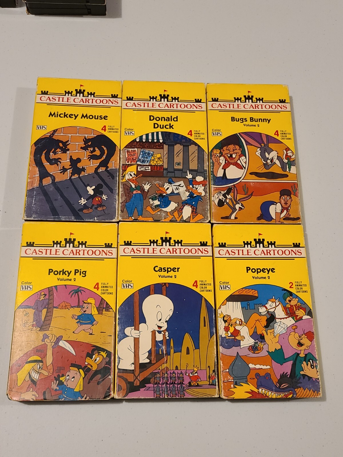 Lot of 6 Castle Cartoons VHS Tapes Mickey, Donald, Popeye, Casper, Bugs ...