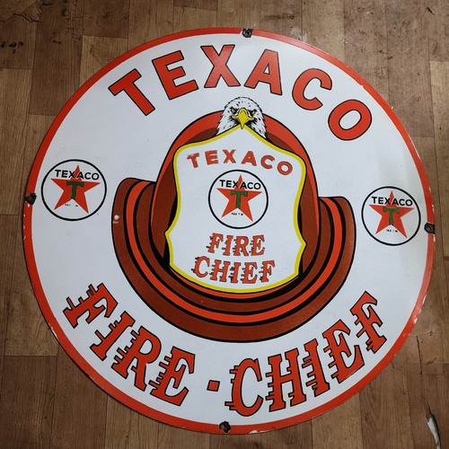 TEXACO FIRE-CHIEF PORCELAIN ENAMEL SIGN 30 INCHES ROUND | eBay