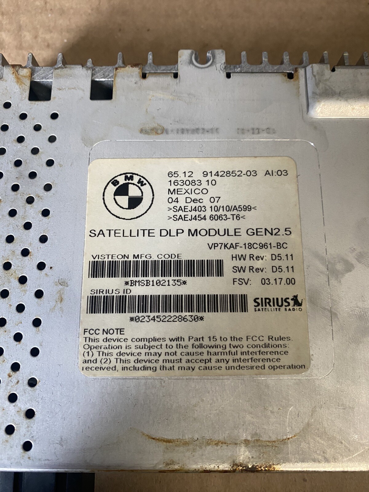 BMW E82 E90 E60 E63 E65 E70 E71 E89 SATELLITE RADIO DLP MODULE SIRIUS ...