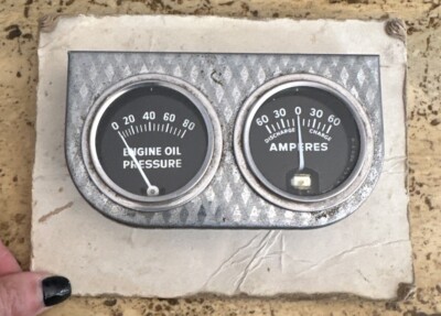 Vintage 2 Panel Car Gauge Set Oil Pressure & Amperes Rat Rod Hot Rod ...