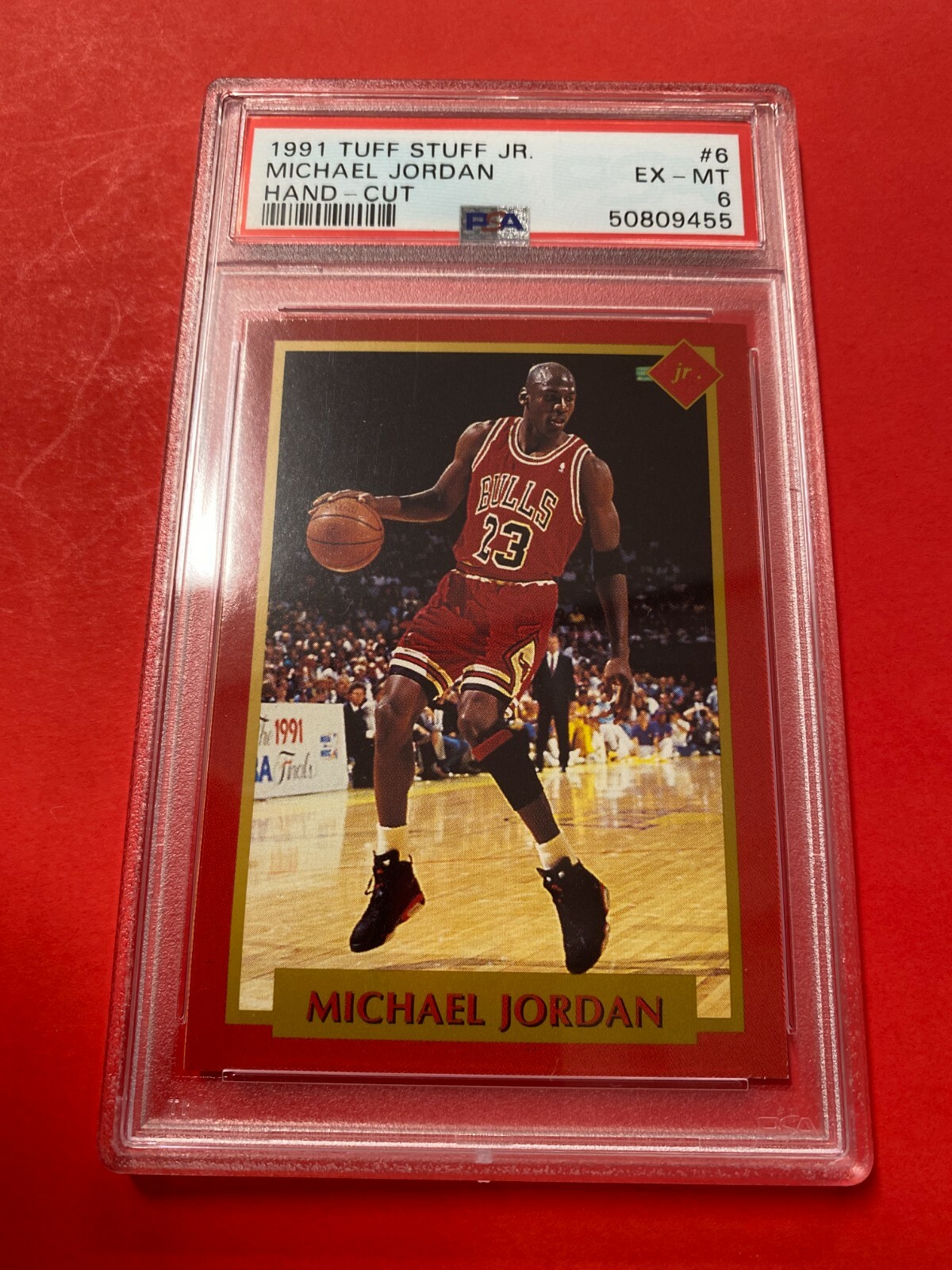 Michael Jordan 1991 Tuff Stuff Jr. #6 (Hand-Cut) Excellent-Mint "6" NBA ...