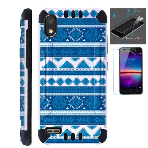 COMBAT for TCL A2X A2 Phone Case Cover + SCREEN PROTECTOR / TEAL TRIBAL ...