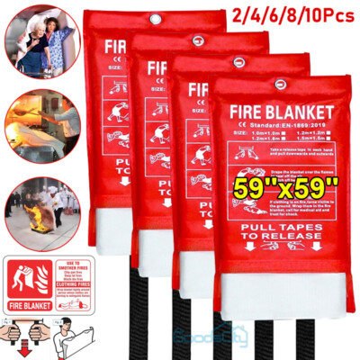 Emergency Survival Escape Fire Blanket Fiberglass Home Prepared 59''x59 ...