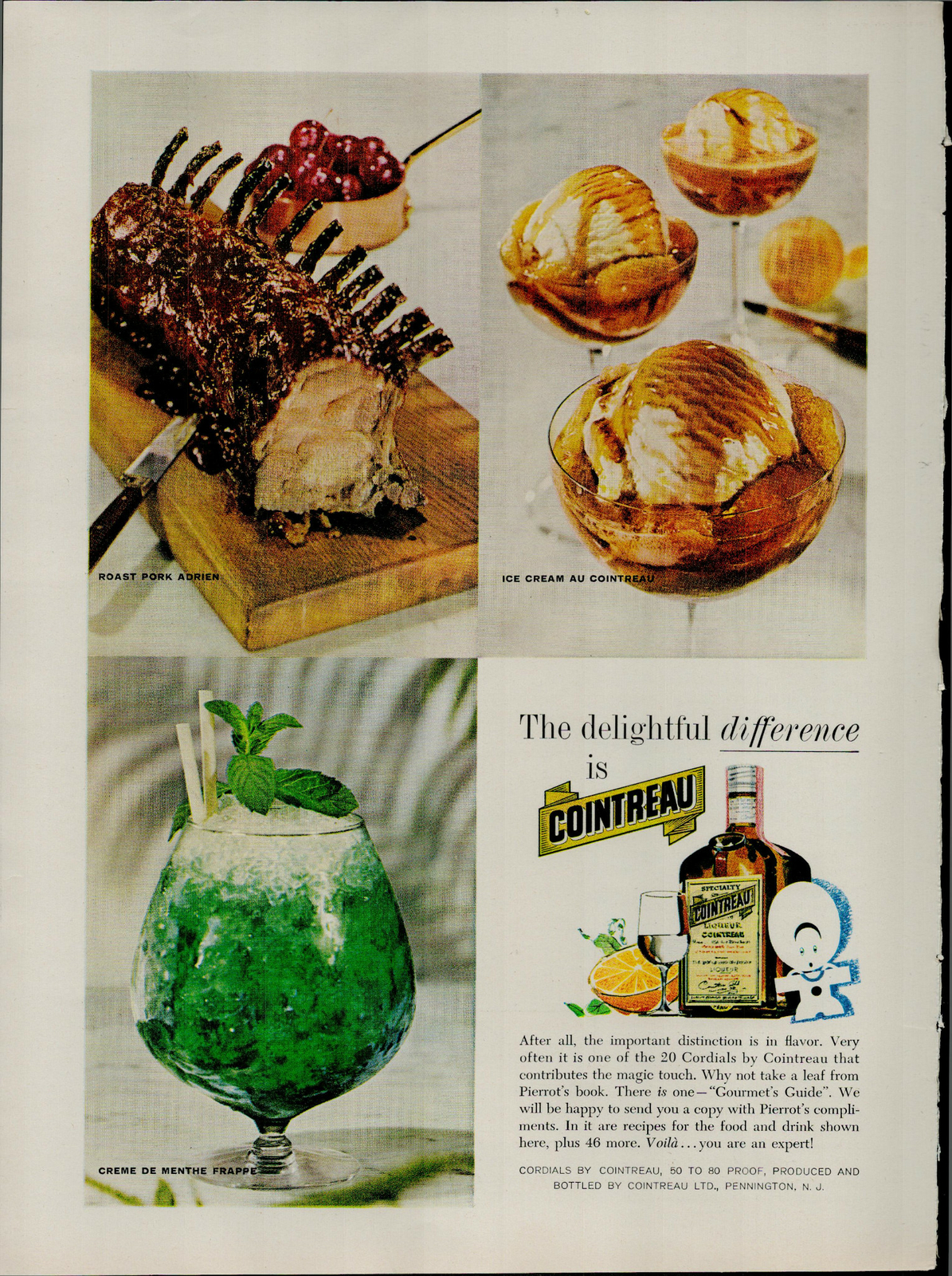 1959 Cointreau Roast Pork Adrien Ice Cream Au Cointreau Vintage Print ...