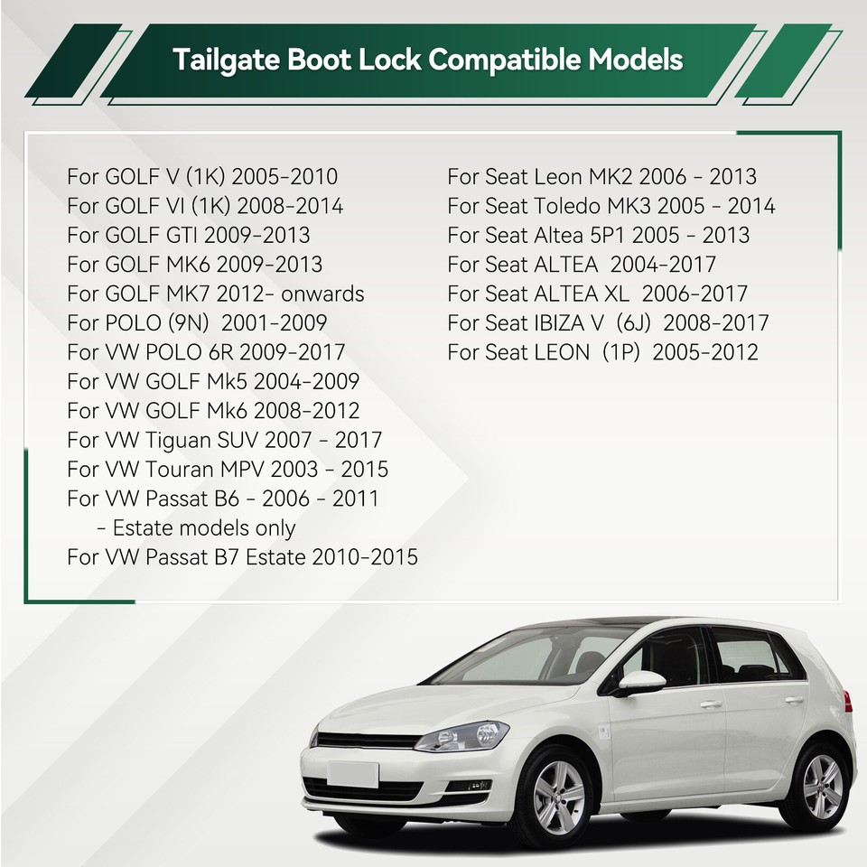 Tailgate Rear Hatch Trunk Boot Lock Latch Lid For VW Golf GTI MK5 MK6 ...