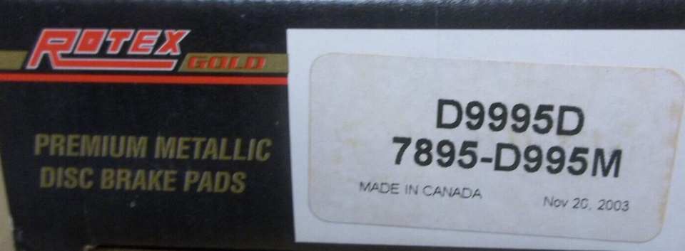 Rear Disc Brake Pad Set, Semi-Metallic - Rotex D9995D | eBay