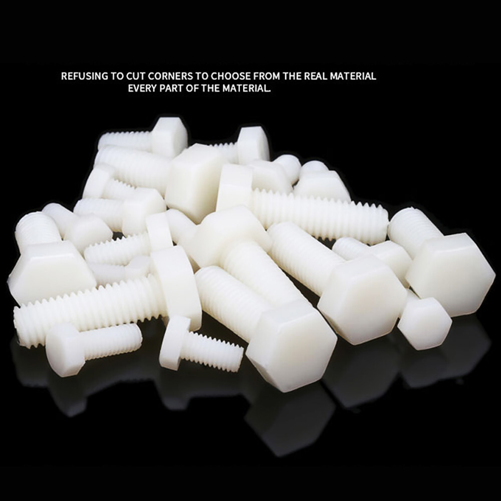 Nylon Plastic Hex Bolt Head Fully Threaded Set Screws Bolts M3 M4 M5 M6 ...
