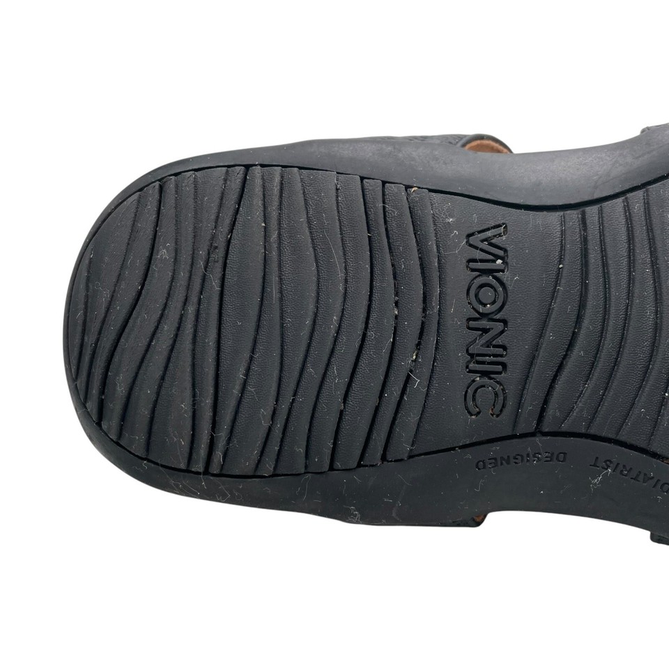 Vionic Amber Pearl Black Woven Faux Leather Sandal Women's Size 8.5 ...