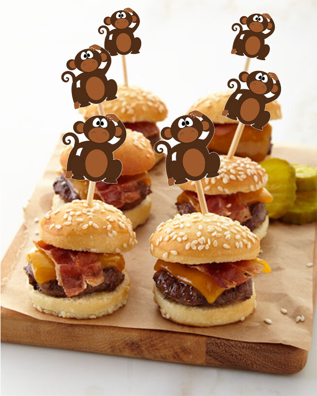 Monkey Birthday Cupcake & Party Food Toppers Decorations Picks 14 Pack ...