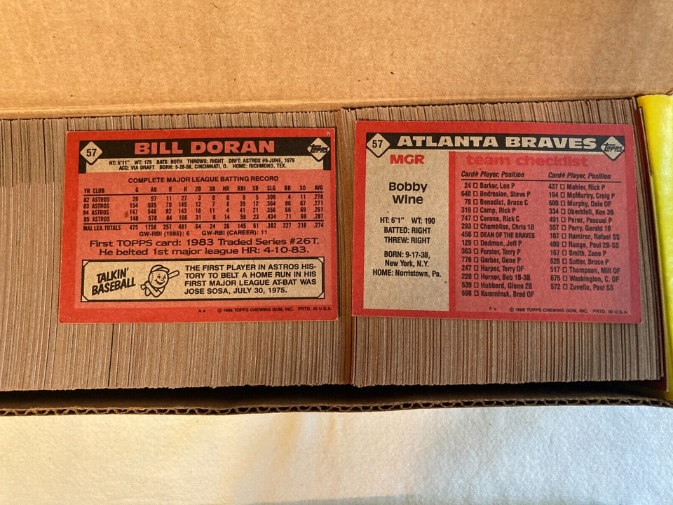 Topps 1986 Official Complete Set Baseball Cards, 792 Box, 57 & 141 ...