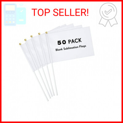 50 Pcs White Small Mini Flags Bulk Sublimation Blank Flags Solid Plain ...