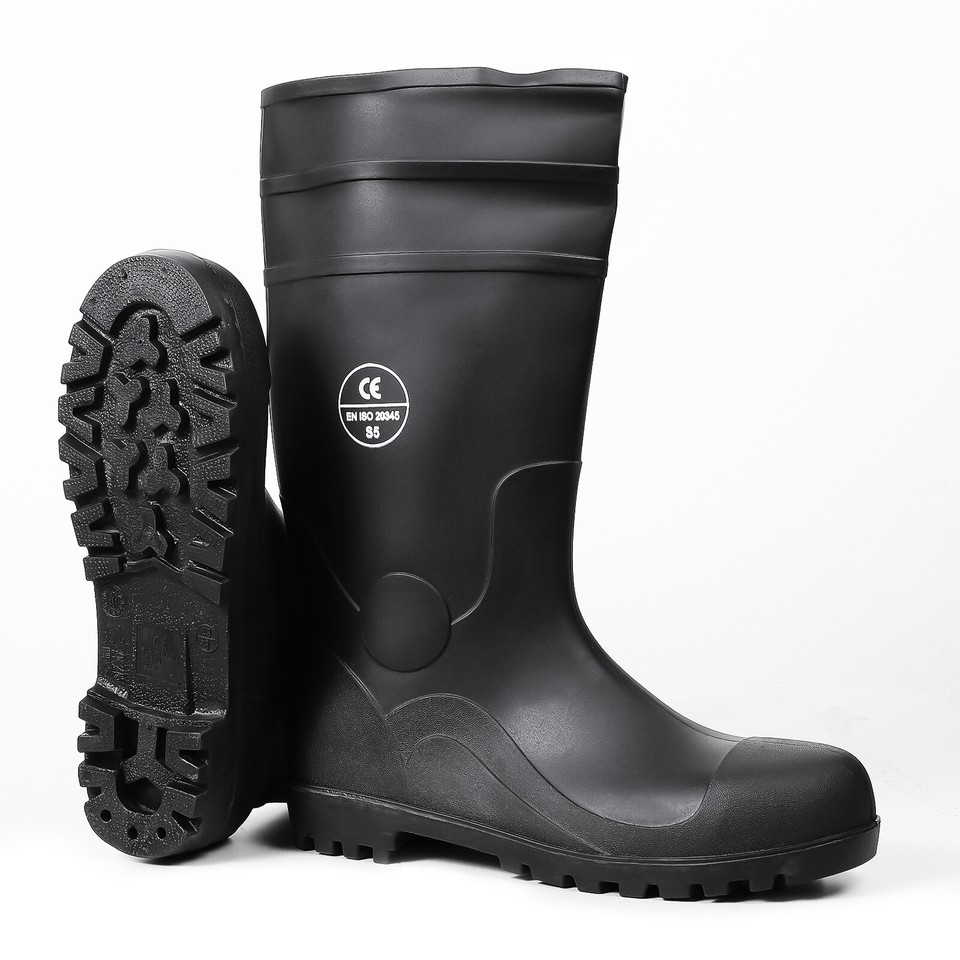 Anti Slip Waterproof Rubber Hunting Boots w/Steel Toe Construction Work ...