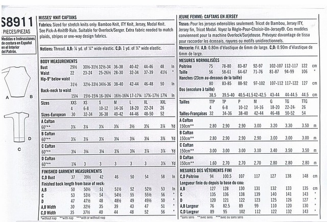 Simplicity Pattern S8911 Misses' Knit Caftans Sz Xxs-xxl UC FF for sale ...