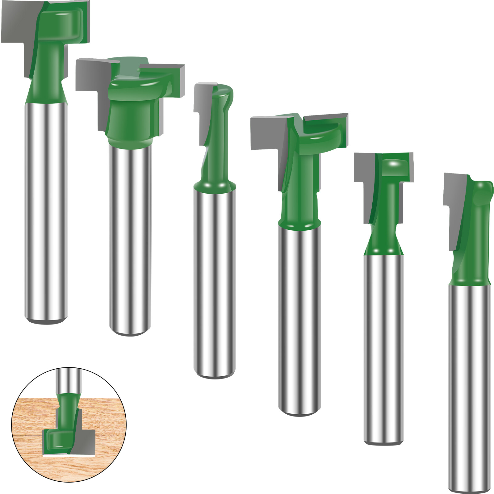 6Pcs 1/4inch Shank Keyhole Router Bits Set Carbide T Slot T-Track ...