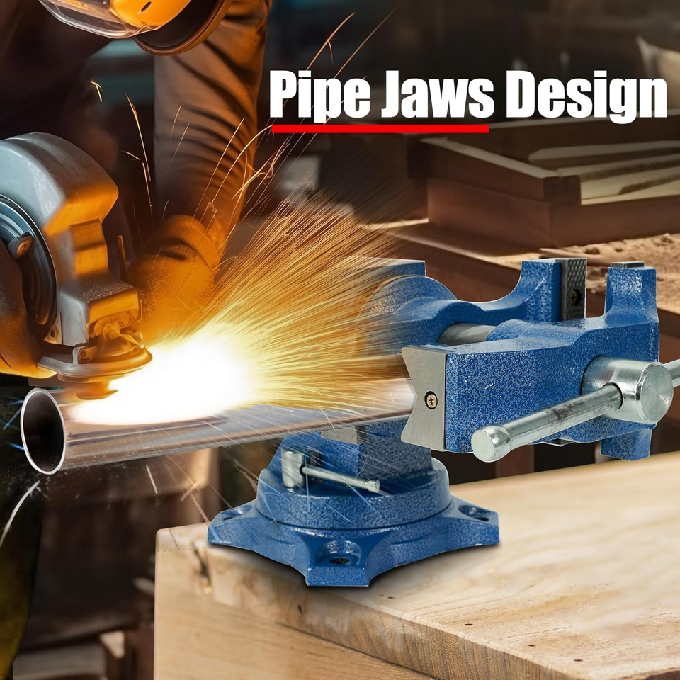 5" Bench Vise w/ 5" Jaw Opening Ductile Iron 360° Swivel Base with ...
