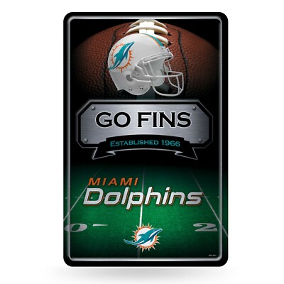 Miami Dolphins NFL 11x17 Go Fins Metal Embossed Slogan Sign FREE SHIP ...