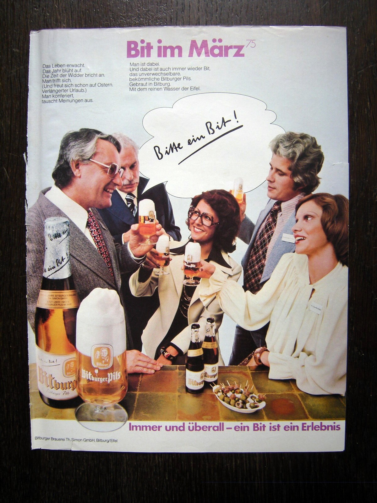 Bitburger Pils - Bit im März 1975 • Werbung Reklame Advertising | eBay.de