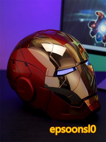 Gold AutoKing Iron Man MARK5 Helmet 1:1 Voice-Control Mask Deformable ...