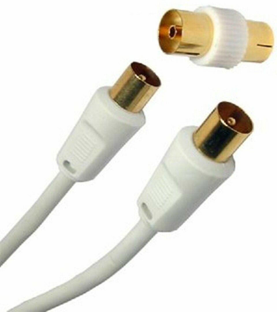 Coaxial TV Aerial Cable RF Fly Lead Digital Male to Male 1m 2m 3m 5m ...