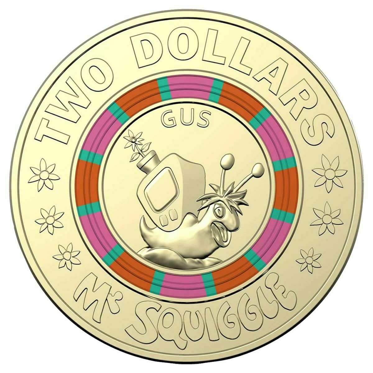 2019 ( GUS THE SNAIL ) Mr Squiggle 60th Anniversary $2 Dollar Coin ...