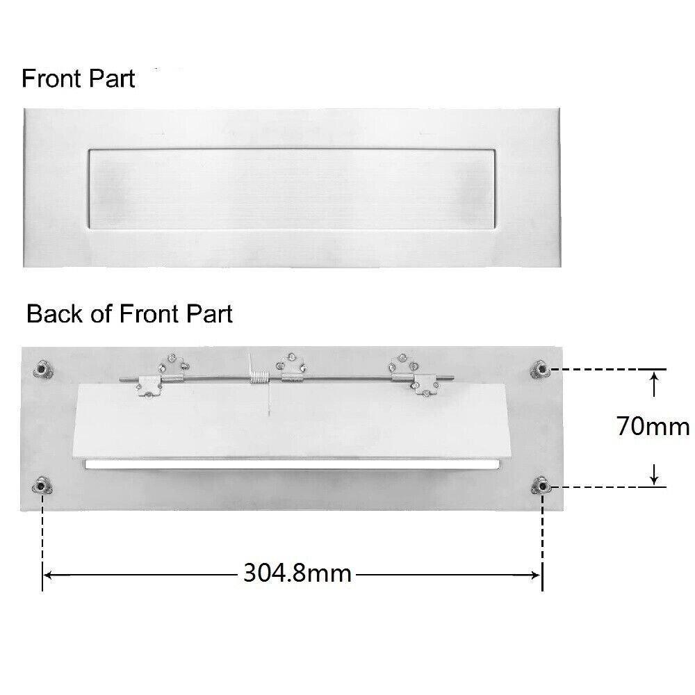 Front Door Letter Box Plate Satin chrome 330x100mm Slot 250mm*50mm ...