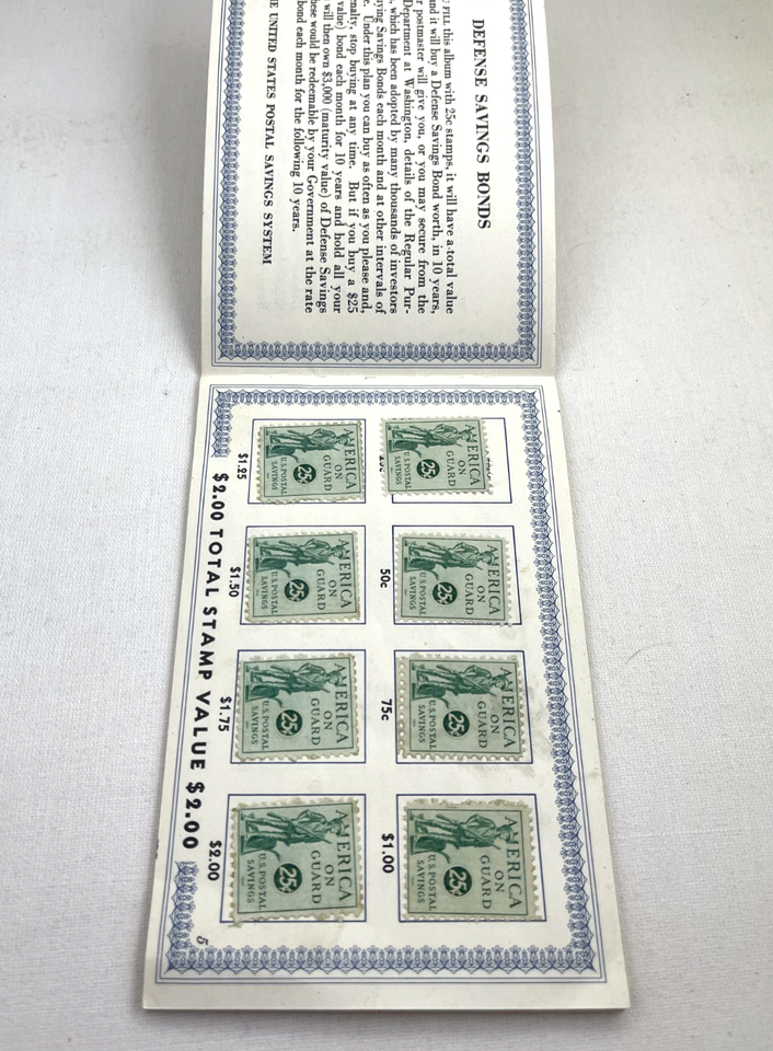 1941 WW2 Postal Savings Plan US Defense Savings Bond Booklet W Stamps ...