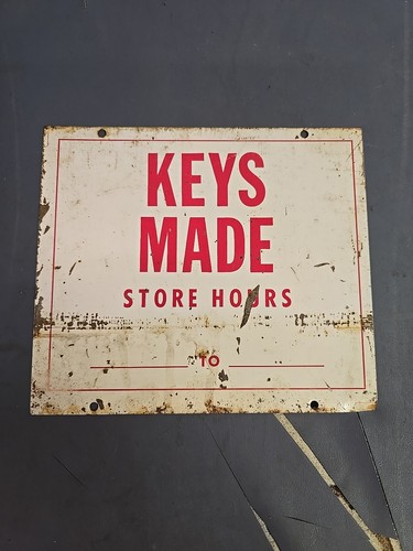 Vintage Metal Keys Made Store Hours Sign | eBay