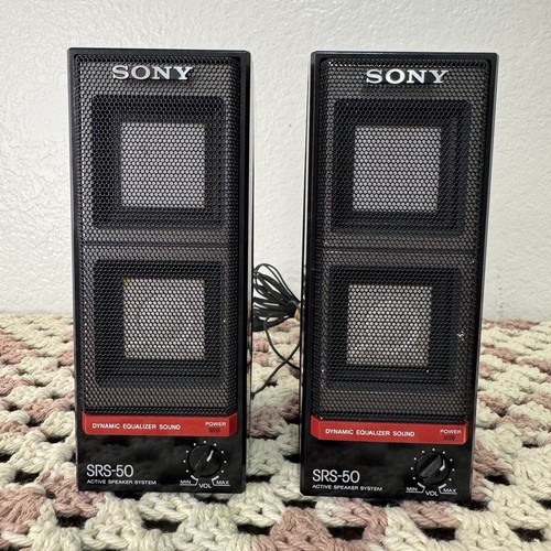 Vintage 1985 Sony SRS-50 Active Speaker Pair For Walkman *No Power Cord ...