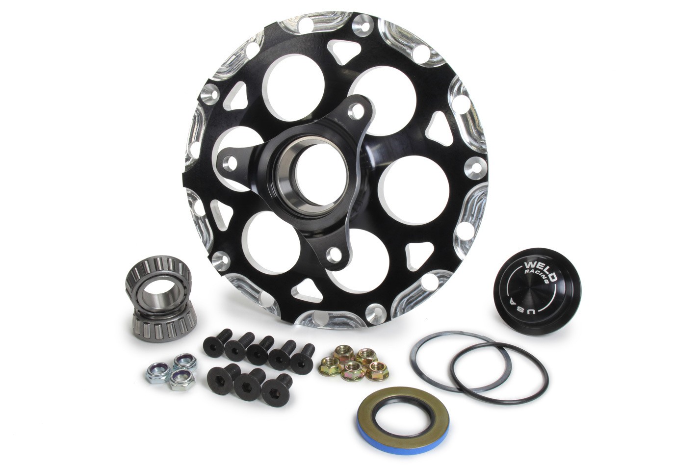 Weld C8088B-LT, Kit Black Aluminum Hub L/W 13/15 Straight Shaft W/3 Lug ...