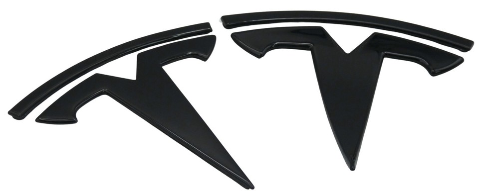 TESLA Emblem T Badge MODEL Y or 3 Front + Rear Black OEM Upgrade | eBay