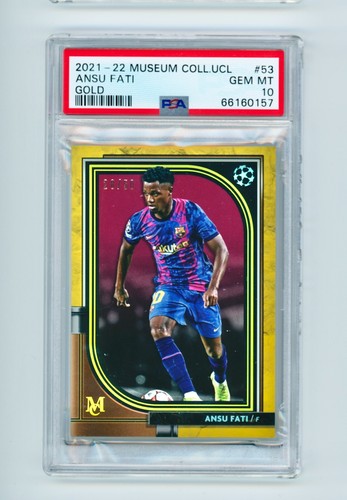 2021-22 Ansu Fati Topps Museum Gold FC Barcelona Soccer Card 28/50 PSA ...