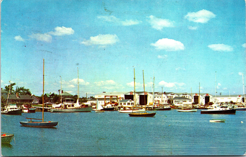 Cape Cod MA Massachusetts Falmouth Harbor Boats Postcard 1963 | eBay