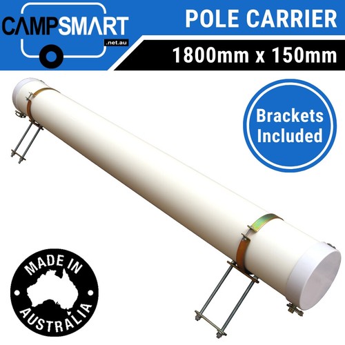 Caravan Pole Carrier & Brackets 1800mm x 150mm PVC Storage Tube 1.8m x ...