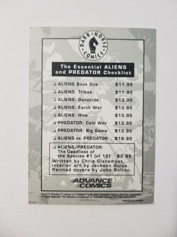 1993 ALIENS AND PREDATOR DARK HORSE ADVANCE COMICS TRADING CARD ...
