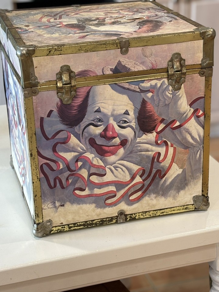Vintage Circus Clown Toy Box Storage Wooden Antique Rare | eBay