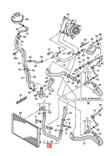 Genuine VW Tiguan 5N2 Coolant Hose With Quick Release Coupling ...