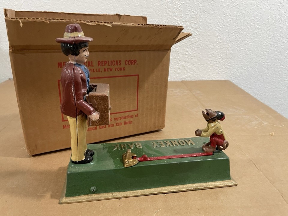 Monkey Coin Bank Cast Iron REPLICA OF AN ORIGINAL OF THE JAMES D.CAPRON ...
