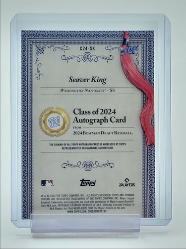 SEAVER KING 2024 BOWMAN CHROME CLASS OF 2024 AUTOGRAPH AUTO /250 Q1940 ...