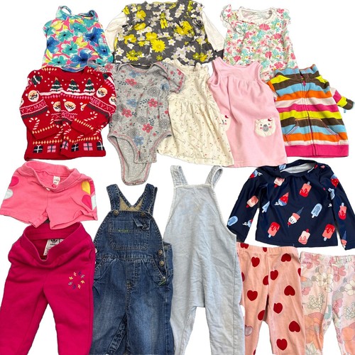 Baby girl size 9 months clothing lot of 15 pieces pants shirts Overalls ...