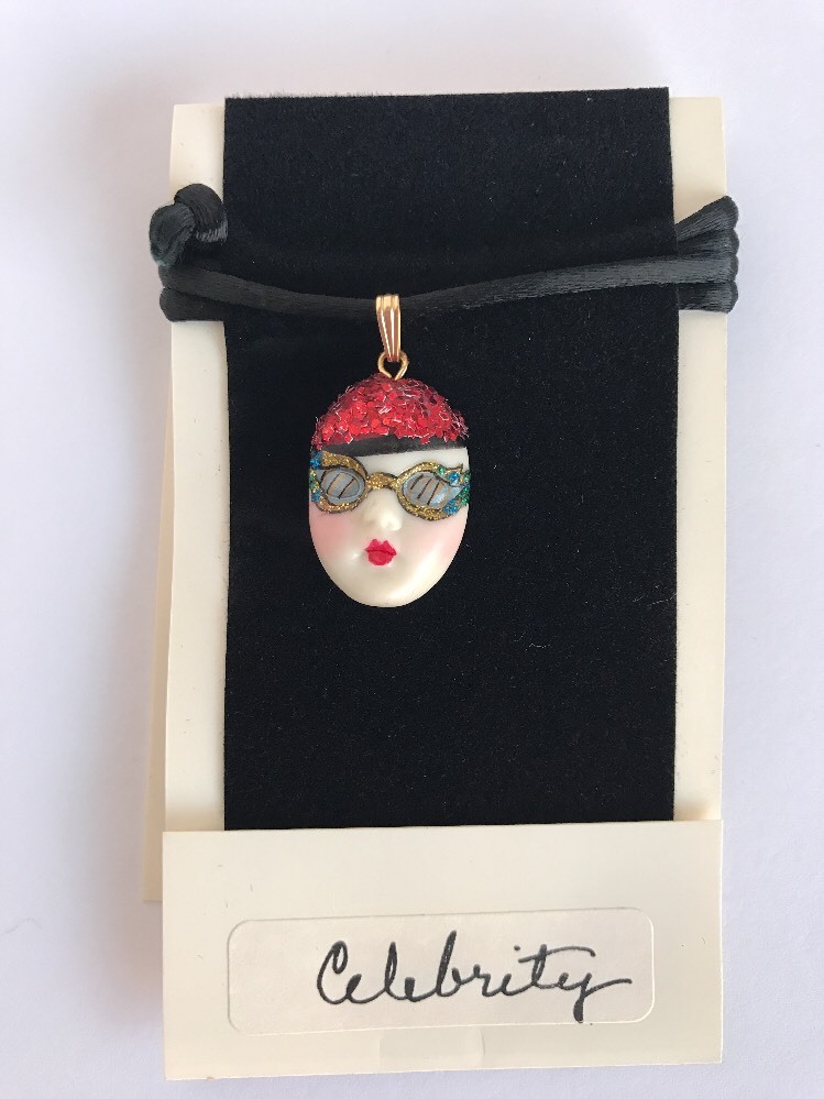 Choker "Celebrity" Adagio Face Pendant Hand-Painted Porcelain Swarovski ...