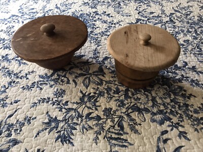 Vintage antique lot Of 2 Wooden Butter Making Dishes Covers Rustic Farm ...