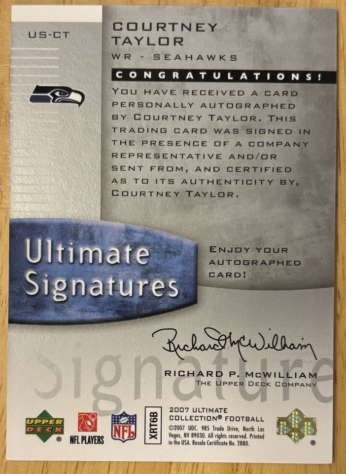 2007 Ultimate Collection Courtney Taylor Signatures Auto Autograph ...