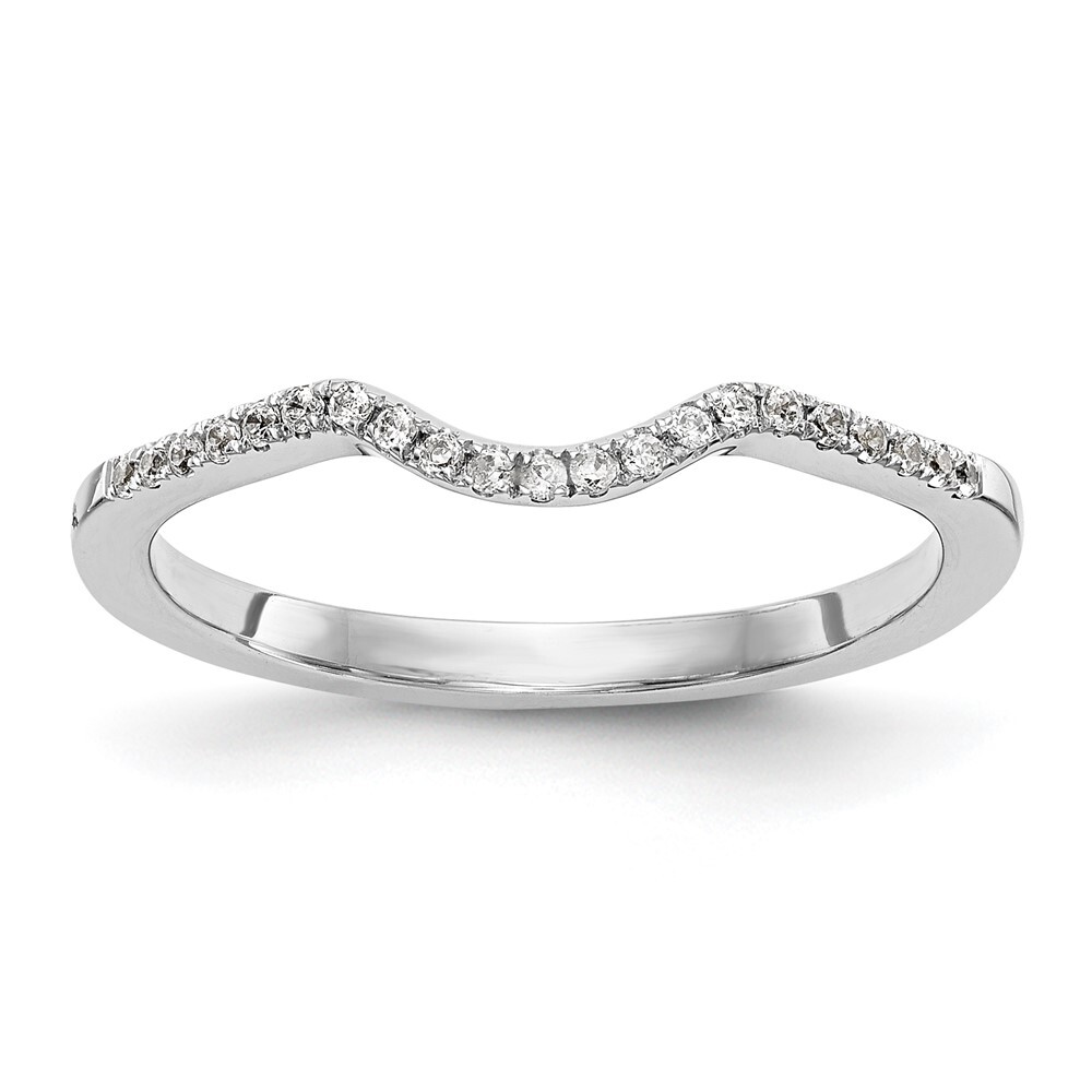 14k White Gold 1/10 Ct Diamond Contoured Wedding Band Ring for Women ...