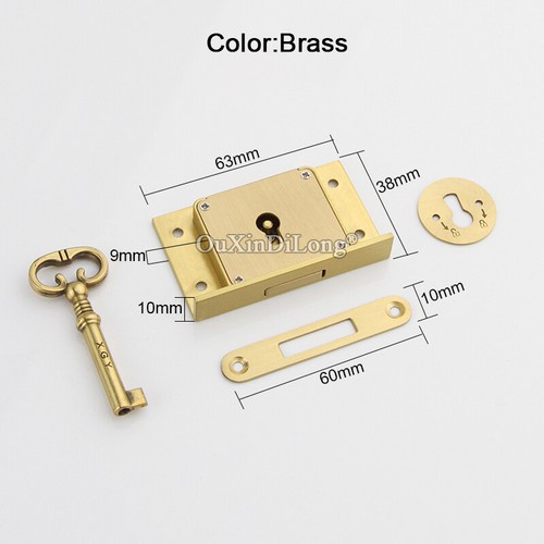 Retro 2PCS Antique Pure Brass Drawer Locks Furniture Cupboard File ...