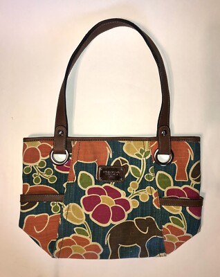 Relic Brand Collection Tote Purse Handbag Elephants & Flowers on Blue ...