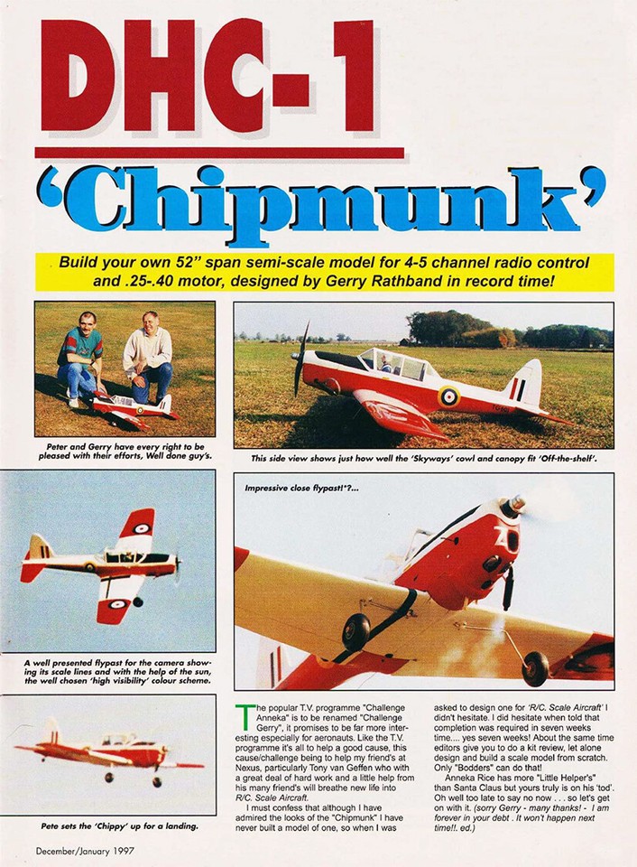 RCSA Model Airplane Plans (RC): DHC-1 Chipmunk 52" Semi-Scale for .25 ...
